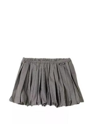Miu Miu Pleated Gingham Check Mini Skirt - Grey