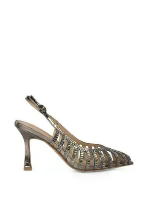 ALMA EN PENA Crystal-embellished Cage-style Pumps - Silver
