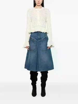 Chloé Pointelle Knit Ruffled Cardigan