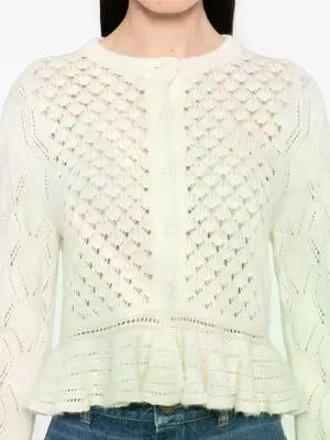 Chloé Pointelle Knit Ruffled Cardigan