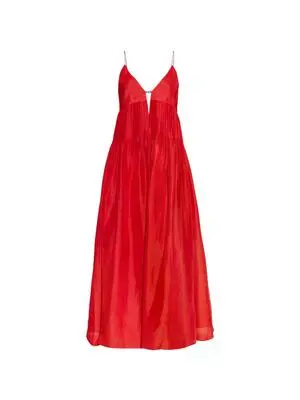 Tory Burch Double T-detail Pleated Maxi Dress - Red