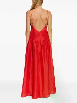 Tory Burch Double T-detail Pleated Maxi Dress