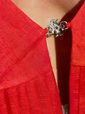 Tory Burch Double T-detail Pleated Maxi Dress