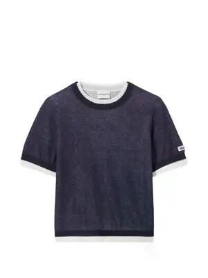 Claudie Pierlot Short-sleeved Knit Jumper With Scalloped Trim - Blue