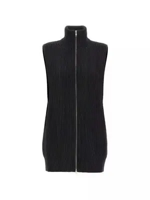 MAISON MARGIELA Ribbed-knit Zip-up Vest - Black
