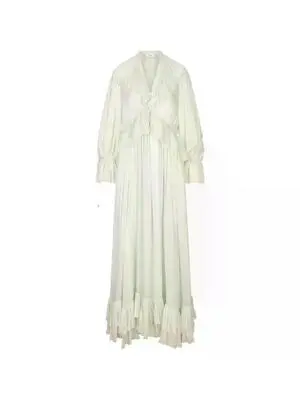 Chloé Ruffled Silk-charmeuse Maxi Dress - Grey