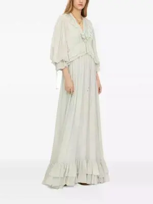 Chloé Ruffled Silk-charmeuse Maxi Dress - Grey