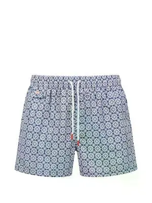 Kiton Floral Print Swim Shorts - Blue