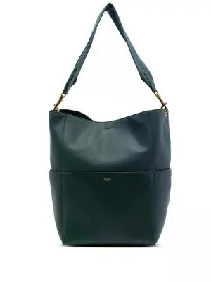 Celine Medium Leather Sangle Bucket Bag - Green