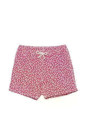 MC2 SAINT BARTH Micro Lizard-print Swim Shorts - Red