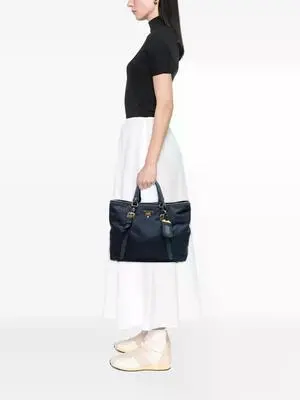 Prada Vitello Daino Trimmed Tessuto Satchel