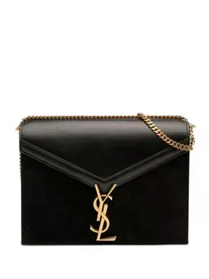 Saint Laurent Suede And Calfskin Monogram Cassandra Bag - Black