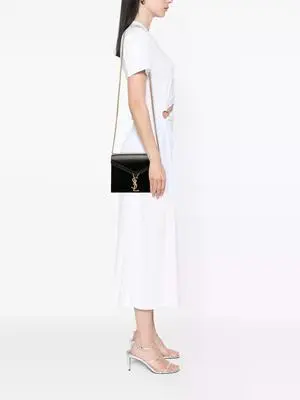 Saint Laurent Suede And Calfskin Monogram Cassandra Bag - Black