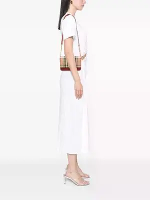 Burberry House Check Trimmed Leather Flap Crossbody Bag - Red