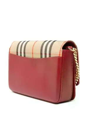 Burberry House Check Trimmed Leather Flap Crossbody Bag