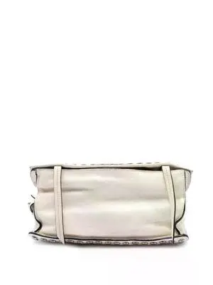 Prada Glace Calfskin Studded Etiquette Flap Satchel - White