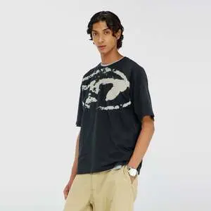 DIESEL® T-shirt With Distressed Flocked Logo - Black