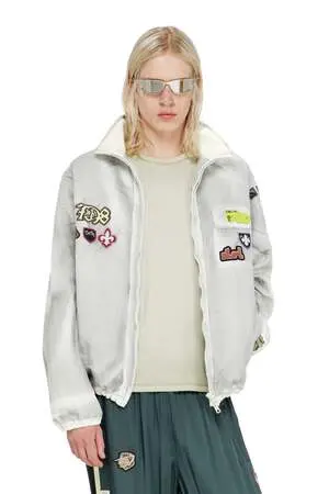 DIESEL® Windbreaker With Trompe L'oeil Patches - Grey