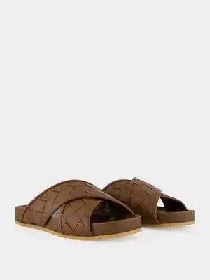Bottega Veneta Tarik City Leather Sandals - Brown