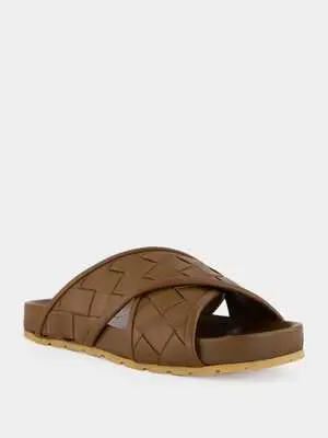 Bottega Veneta Tarik City Leather Sandals - Brown
