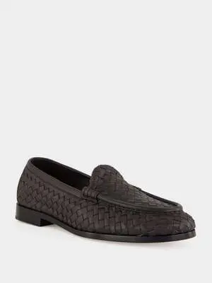 Bottega Veneta Silenzio Intrecciato Leather Loafers - Brown