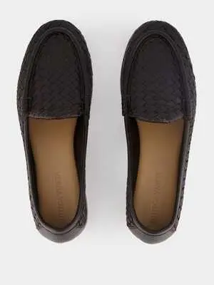 Bottega Veneta Silenzio Intrecciato Leather Loafers - Brown