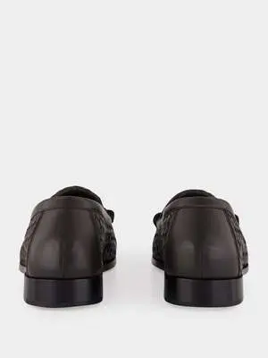 Bottega Veneta Silenzio Intrecciato Leather Loafers - Brown