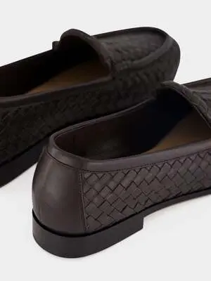 Bottega Veneta Silenzio Intrecciato Leather Loafers - Brown