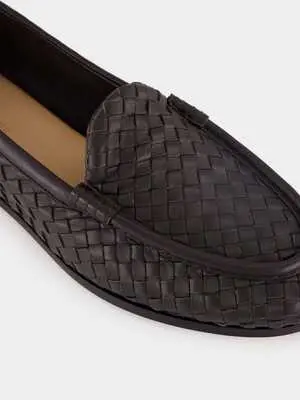 Bottega Veneta Silenzio Intrecciato Leather Loafers - Brown
