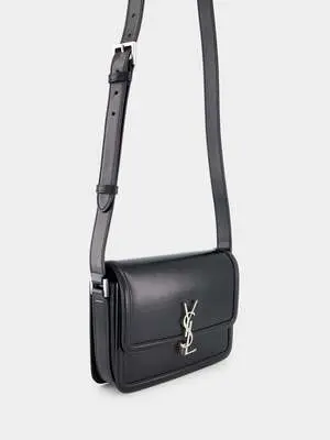 Saint Laurent Solferino Medium Satchel In Smooth Leather - Black