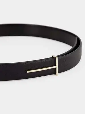 TOM FORD Leather Belt With Metal Buckle - Black
