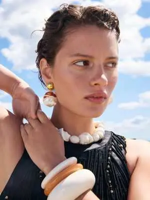 LIZZIE FORTUNATO Salamanca Necklace With Porcelain Beads And Resin Accents
