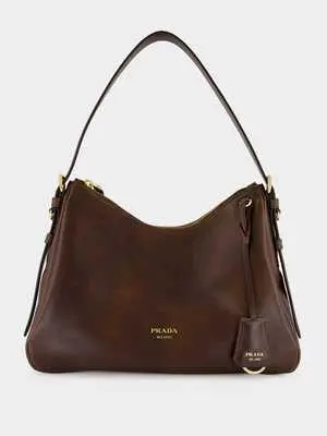 Prada Cocoa Leather Shoulder Bag - Brown