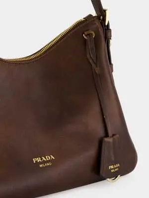 Prada Cocoa Leather Shoulder Bag - Brown