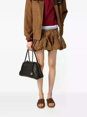 Miu Miu Pleated Gingham Check Miniskirt