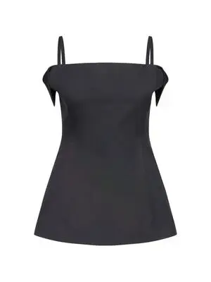 FFORME Square-neck Spaghetti Strap Top - Grey