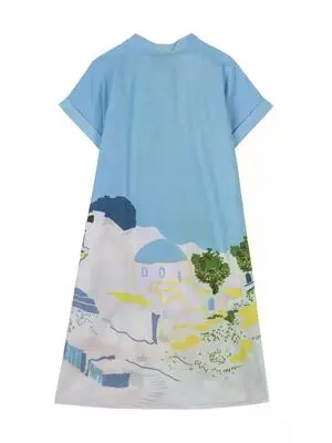 MII Elios Embroidered Graphic-print Shirt Mini Dress
