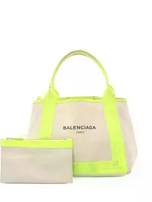 Balenciaga 2000s Navy Cabas Tote Bag - Neutrals