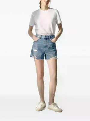 HEY JOANIE Distressed Frayed-hem Denim Shorts - Blue
