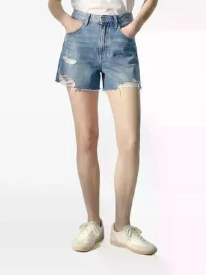 HEY JOANIE Distressed Frayed-hem Denim Shorts