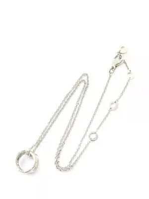 BVLGARI 18k White Gold Parentesi Logo Pendant Necklace