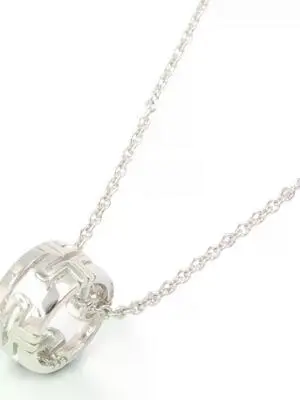 BVLGARI 18k White Gold Parentesi Logo Pendant Necklace