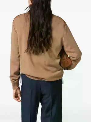 Miu Miu Wool And Suede V-neck Sweater