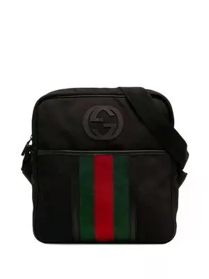 Gucci Interlocking G Web Crossbody Bag - Black