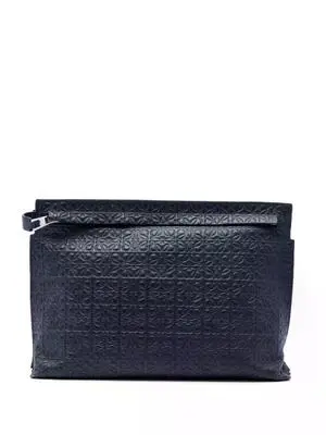 Loewe Embossed Anagram Leather Clutch Bag - Blue