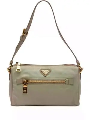 Prada Tessuto Saffiano Trimmed Pocket Shoulder Bag - Neutrals