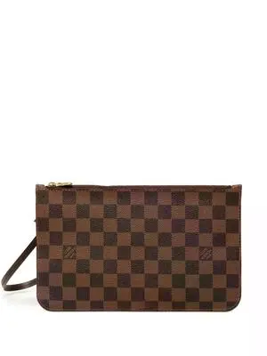 LOUIS VUITTON Damier Ebene Neverfull Pochette Clutch Bag - Brown