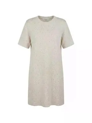 Brunello Cucinelli Sequin Embellished Knitted Dress - Neutrals