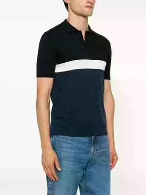 JEORDIE'S Colour-block Short-sleeve V-neck Cotton Shirt