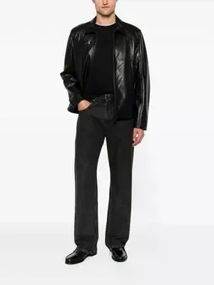 JEORDIE'S Layered-neck Contrast-trim T-shirt - Black